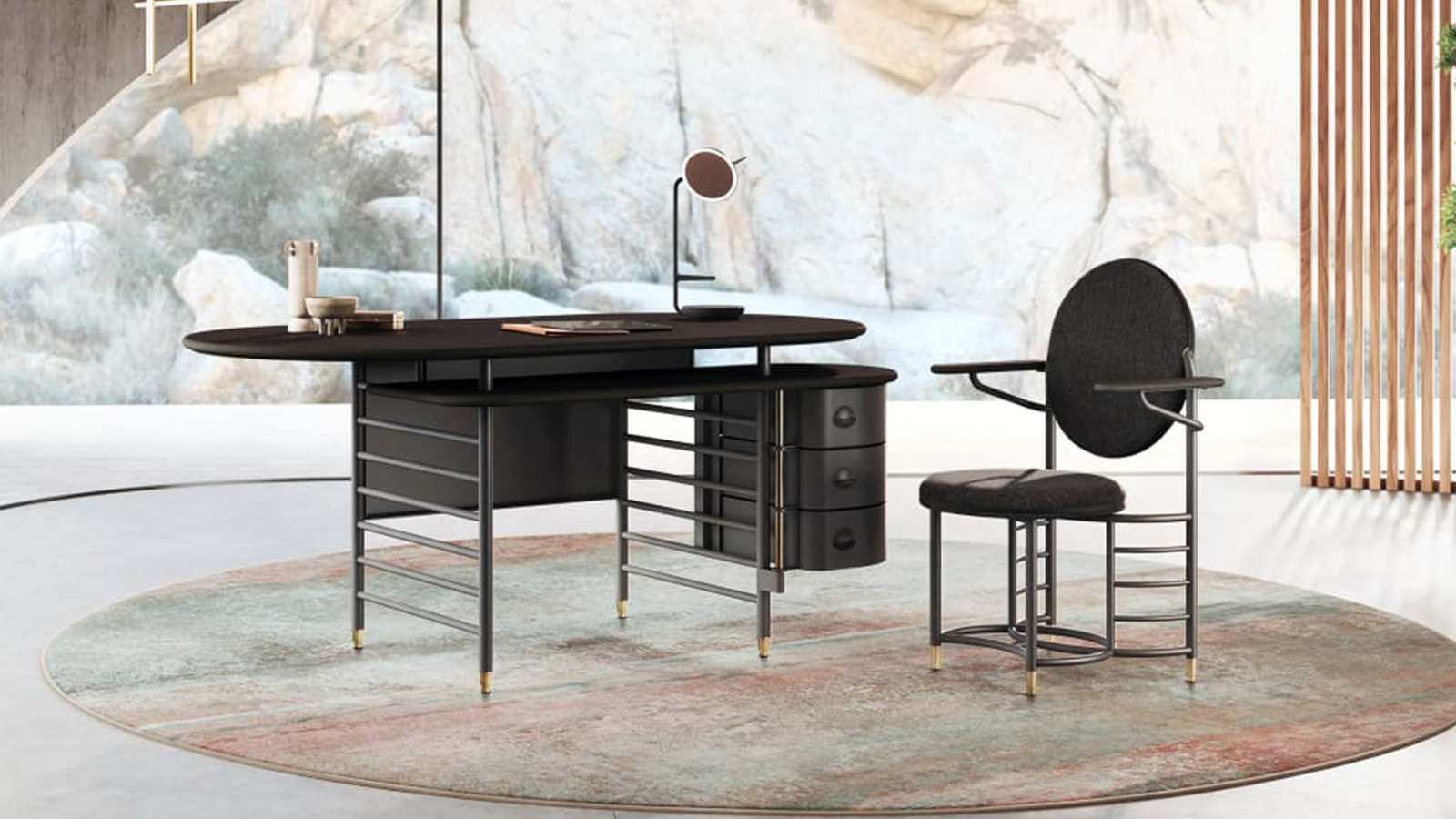 The Frank Lloyd Wright Racine Executive Desk By Steelcase Makes A ...